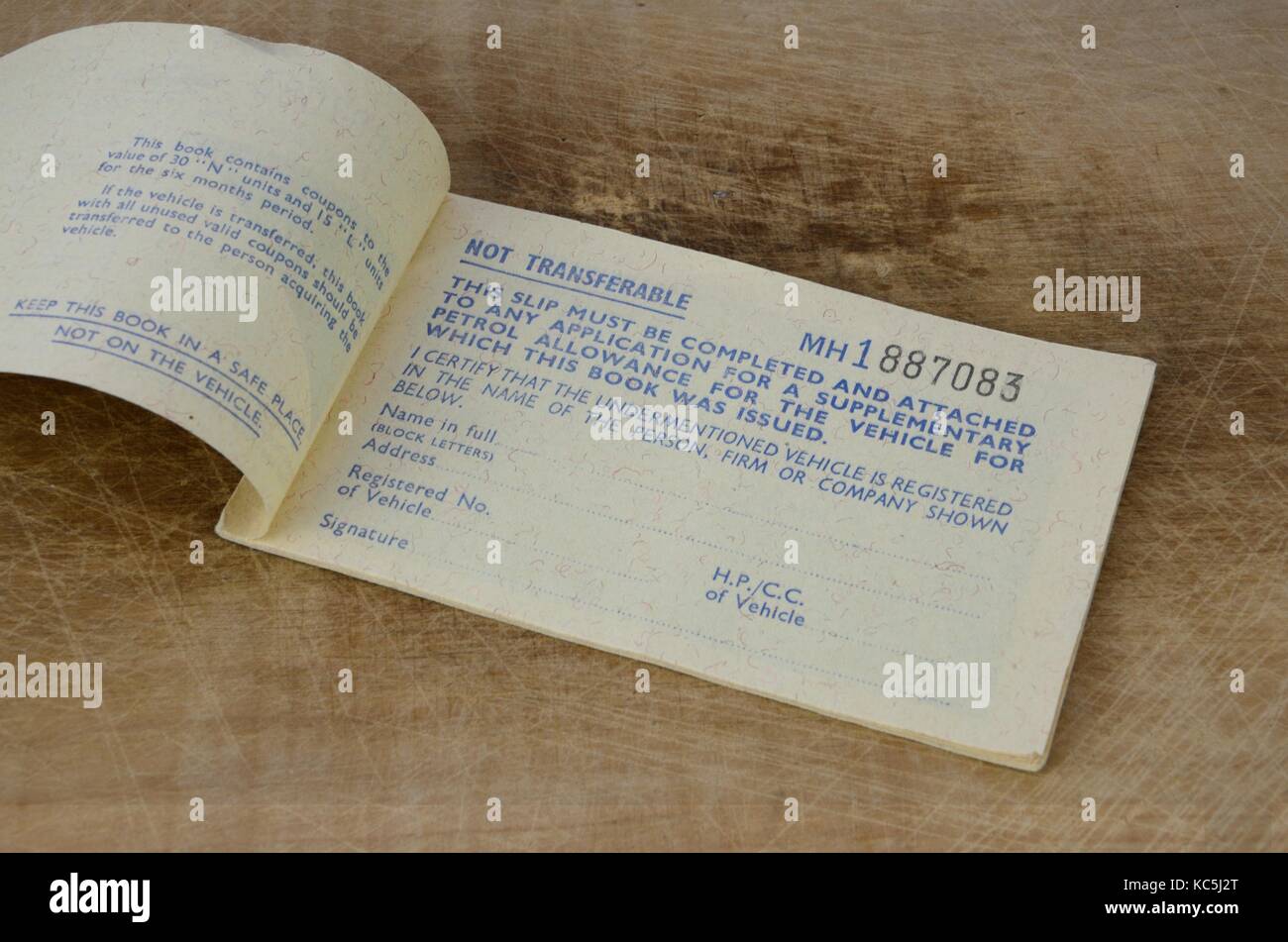 Suez Crisis Era Motor Fuel Ration Book Stock Photo - Alamy