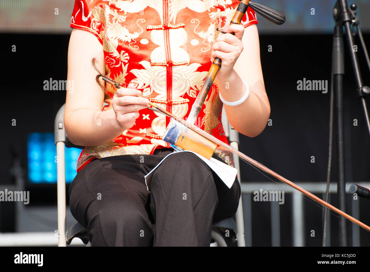 Chinese artsist playing an Erhu at the Chinese Festival 2017 in Cologne ...