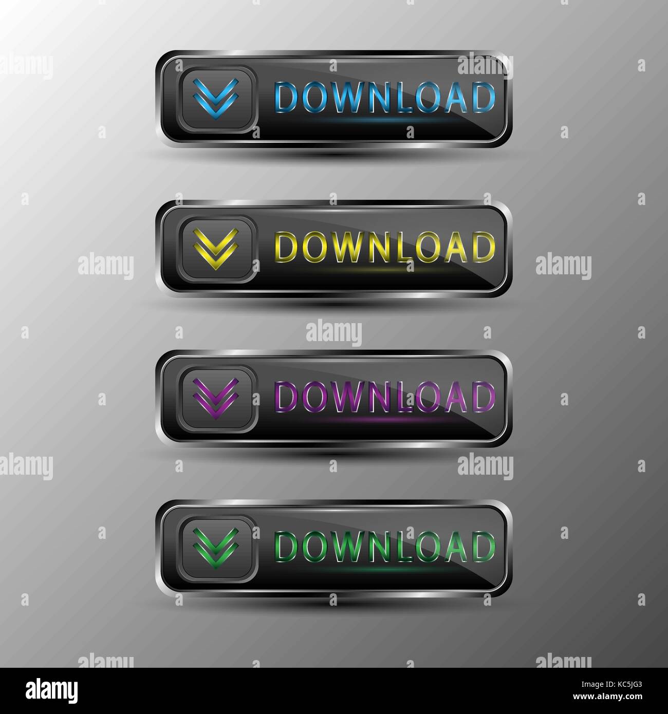 The vector set of black web buttons with colored arrows.Download symbol ...