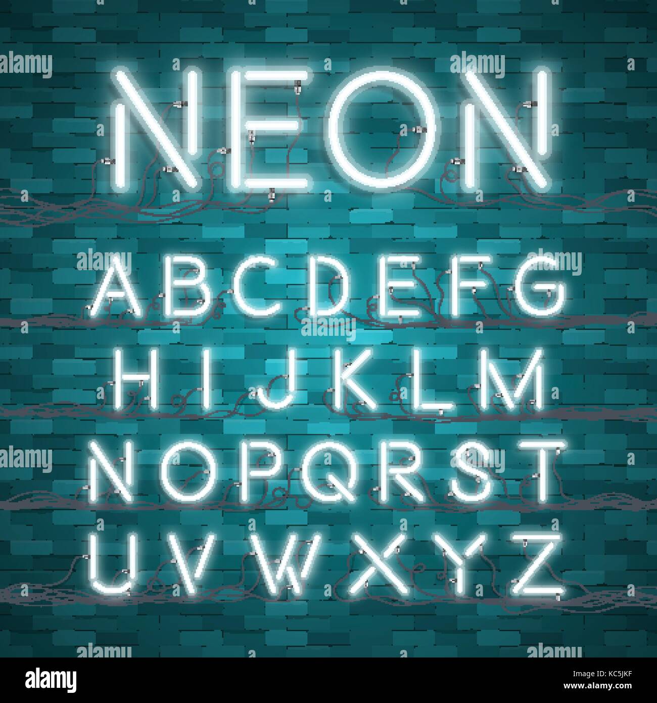 Realistic neon alphabet. Bright neon glowing font Stock Vector Image ...