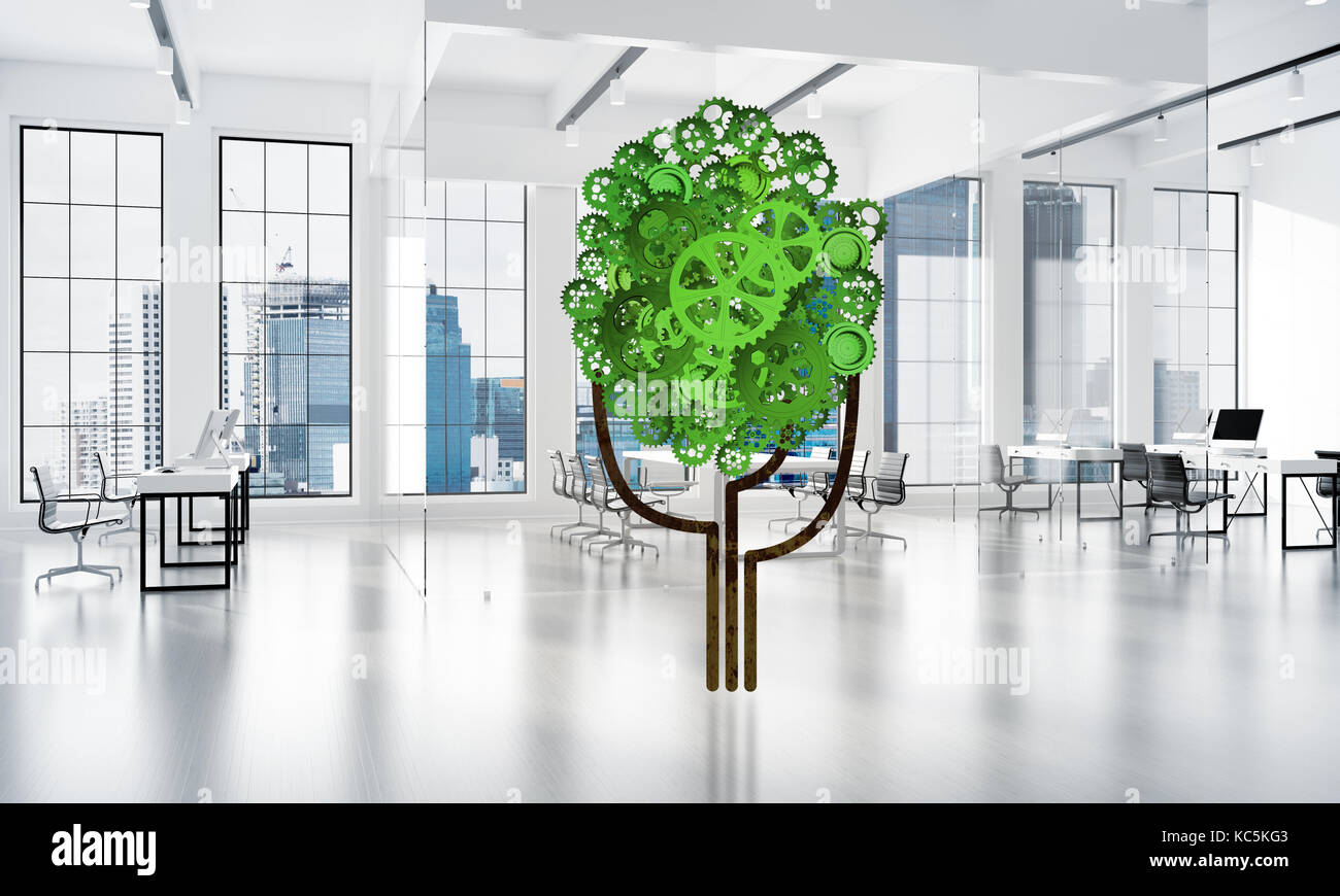Eco green environment concept presented by tree as working mechanism or ...