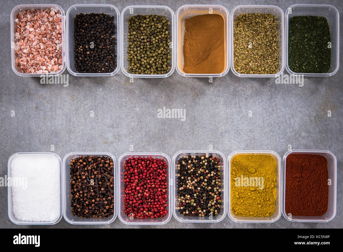 All spices in boxes from above Stock Photo - Alamy