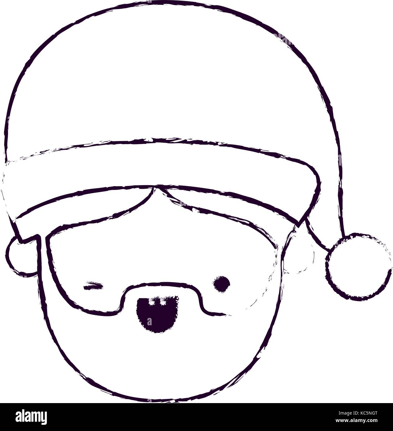 santa claus man kawaii face wink eye expression blurred silhouette on ...