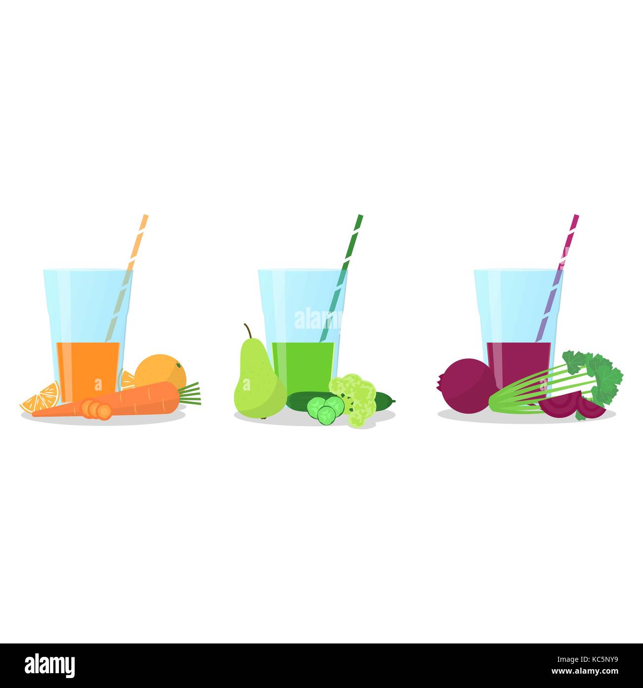 Vector icons set of smoothies with different flavours. Wellness and ...