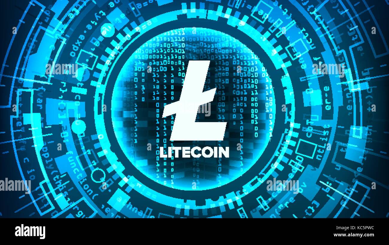 Litecoin Abstract Technology Background Vector. Binary Code. Fintech Blockchain. Cryptography ...