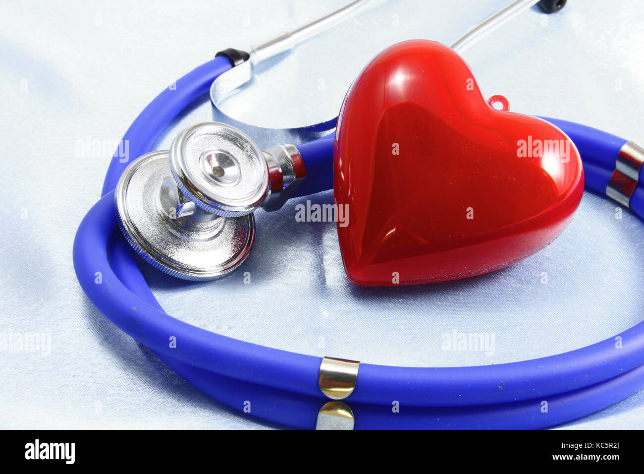 Medical instruments, stethoscope and red heart closeup shot Stock Photo ...