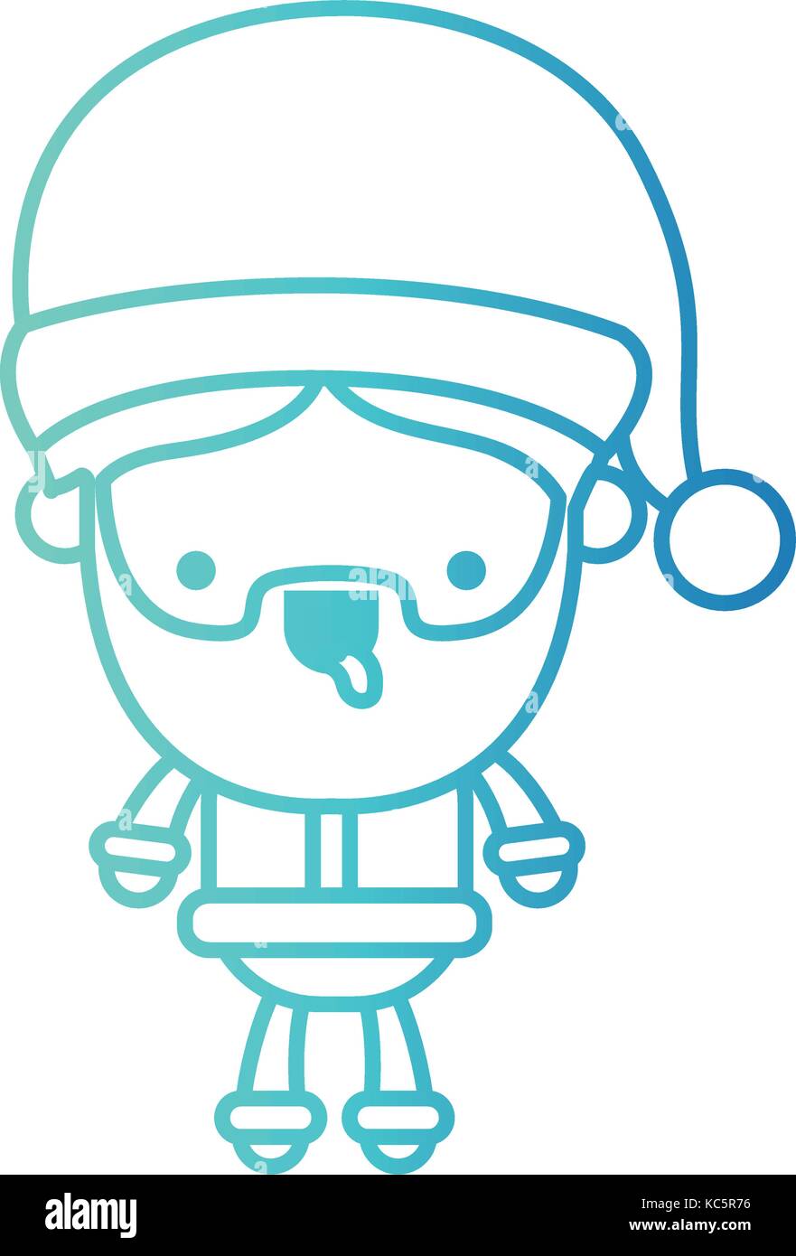 santa claus cartoon full body tongue out expression on gradient color ...