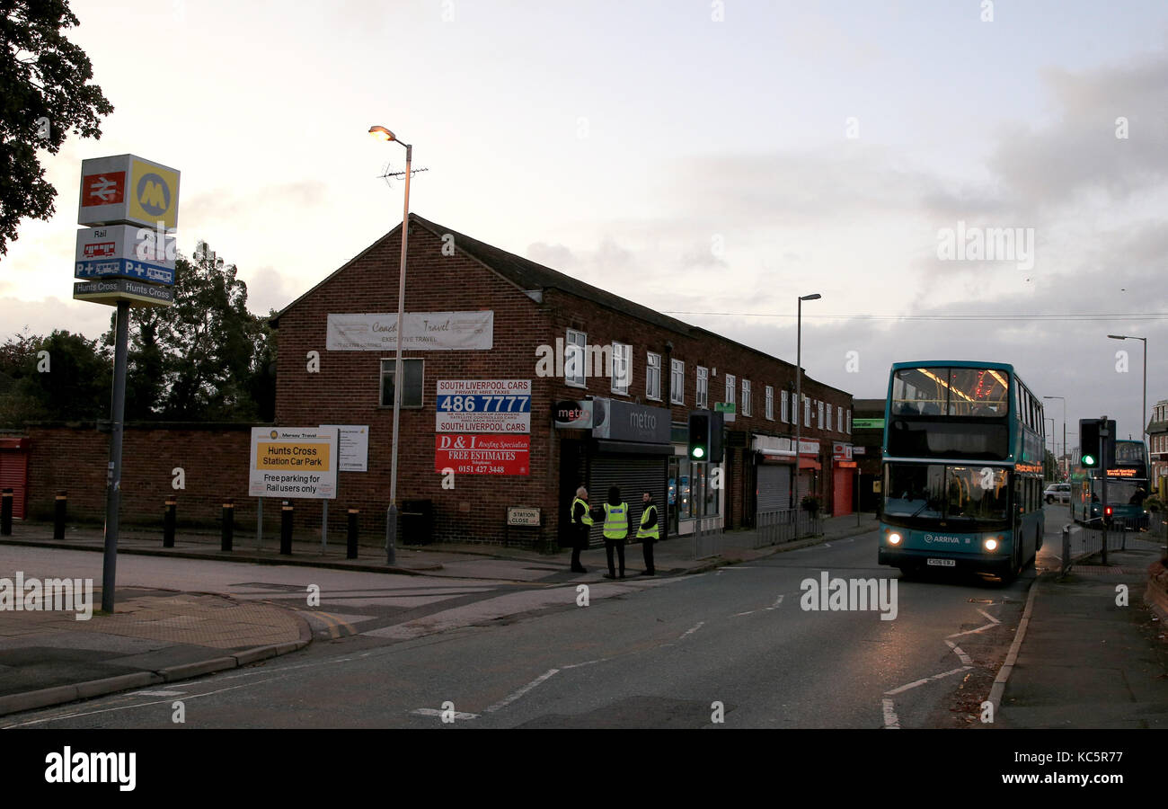 An empty Hunts Cross station in Liverpool as rail guards take strike ...