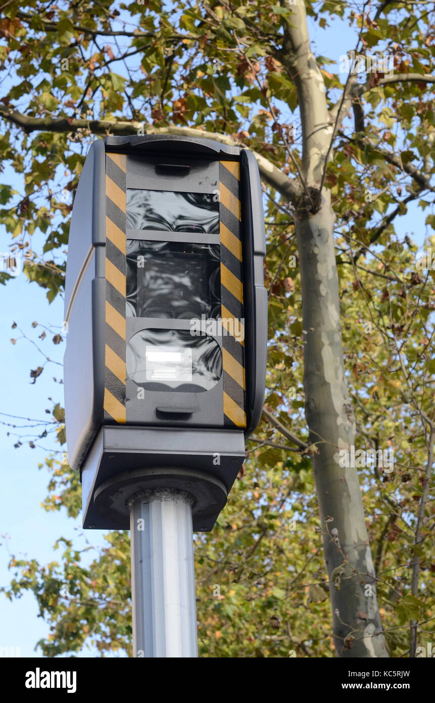 A New model of urban speed radar settled in Lyon, France Stock Photo ...