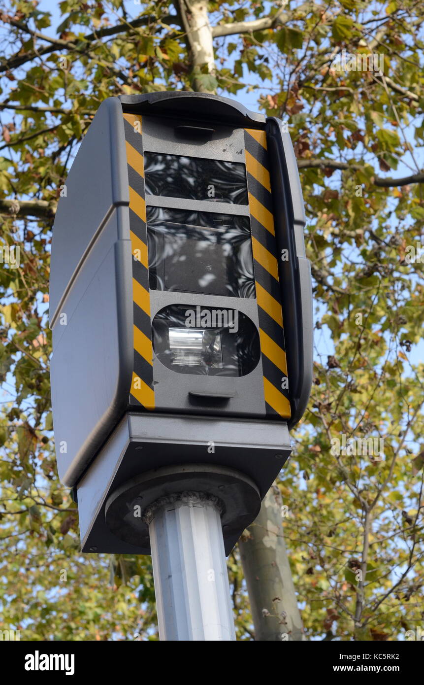 A New model of urban speed radar settled in Lyon, France Stock Photo ...