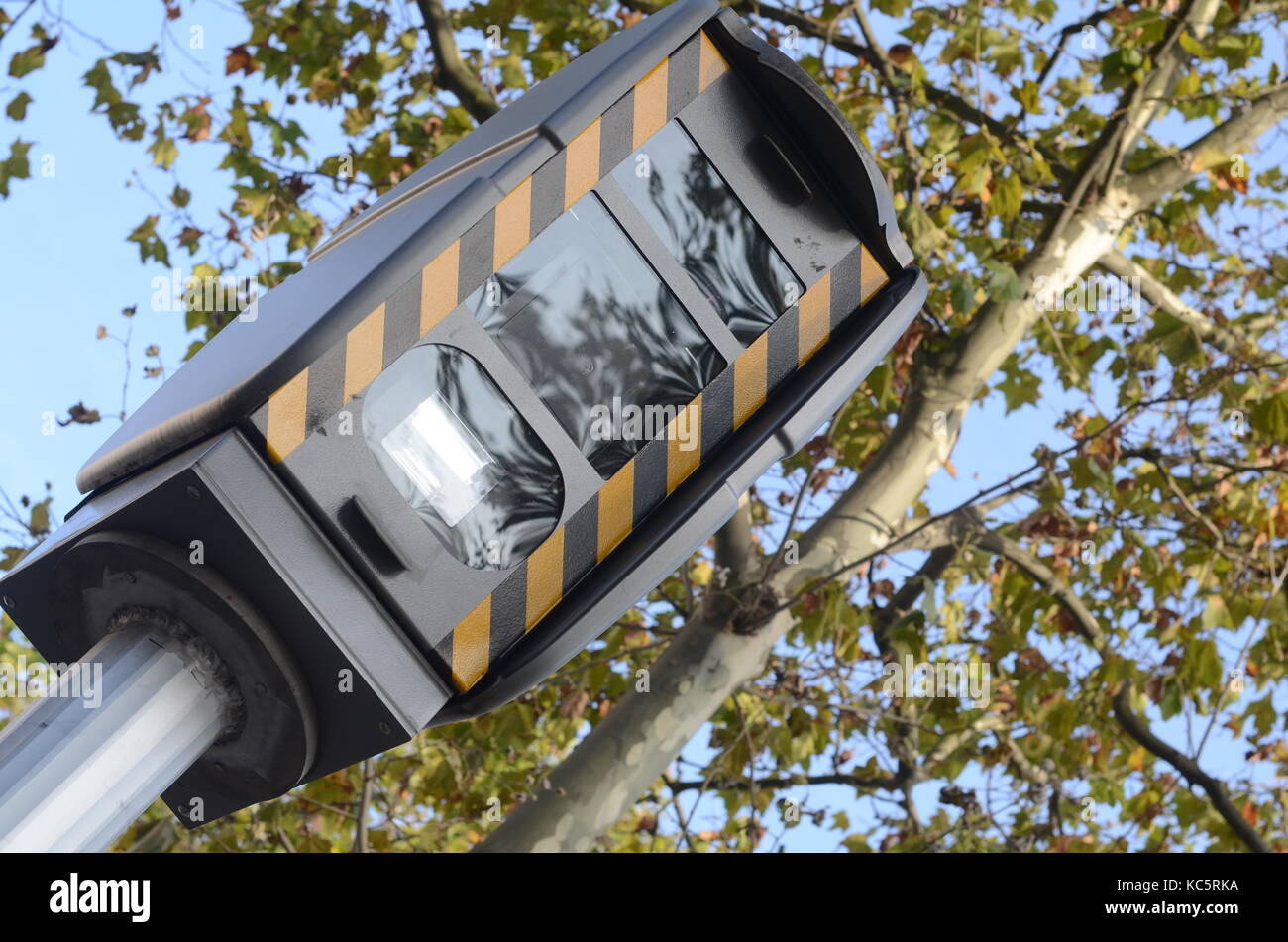 A New model of urban speed radar settled in Lyon, France Stock Photo ...