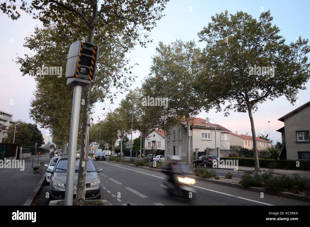 A New model of urban speed radar settled in Lyon, France Stock Photo ...