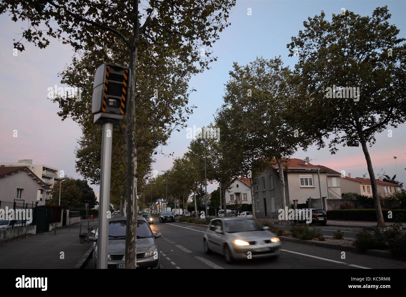 A New model of urban speed radar settled in Lyon, France Stock Photo ...