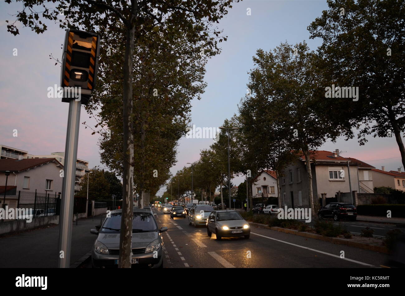 A New model of urban speed radar settled in Lyon, France Stock Photo ...