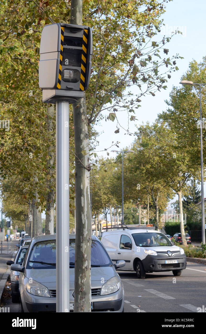 A New model of urban speed radar settled in Lyon, France Stock Photo ...