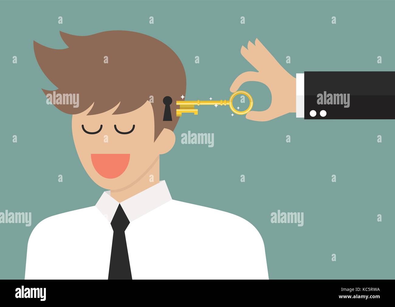 Cartoon illustration man closed mind hi-res stock photography and ...