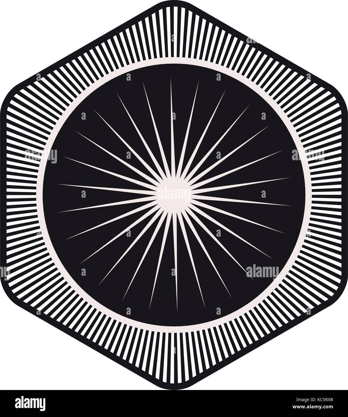 hexagonal shield in black silhouette with internal circle and ...