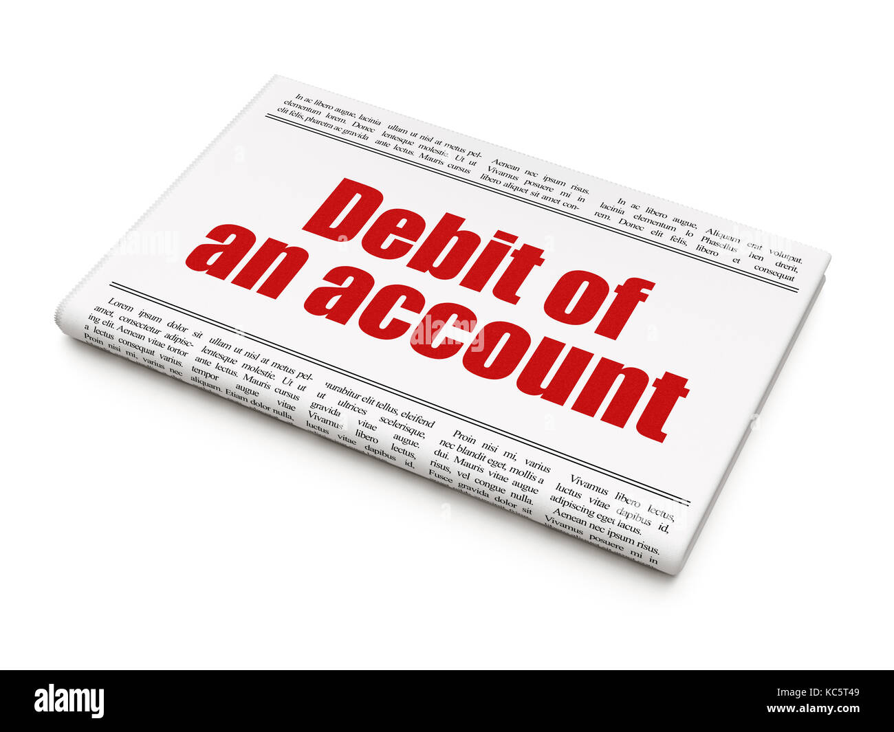Banking concept: newspaper headline Debit of An account Stock Photo - Alamy