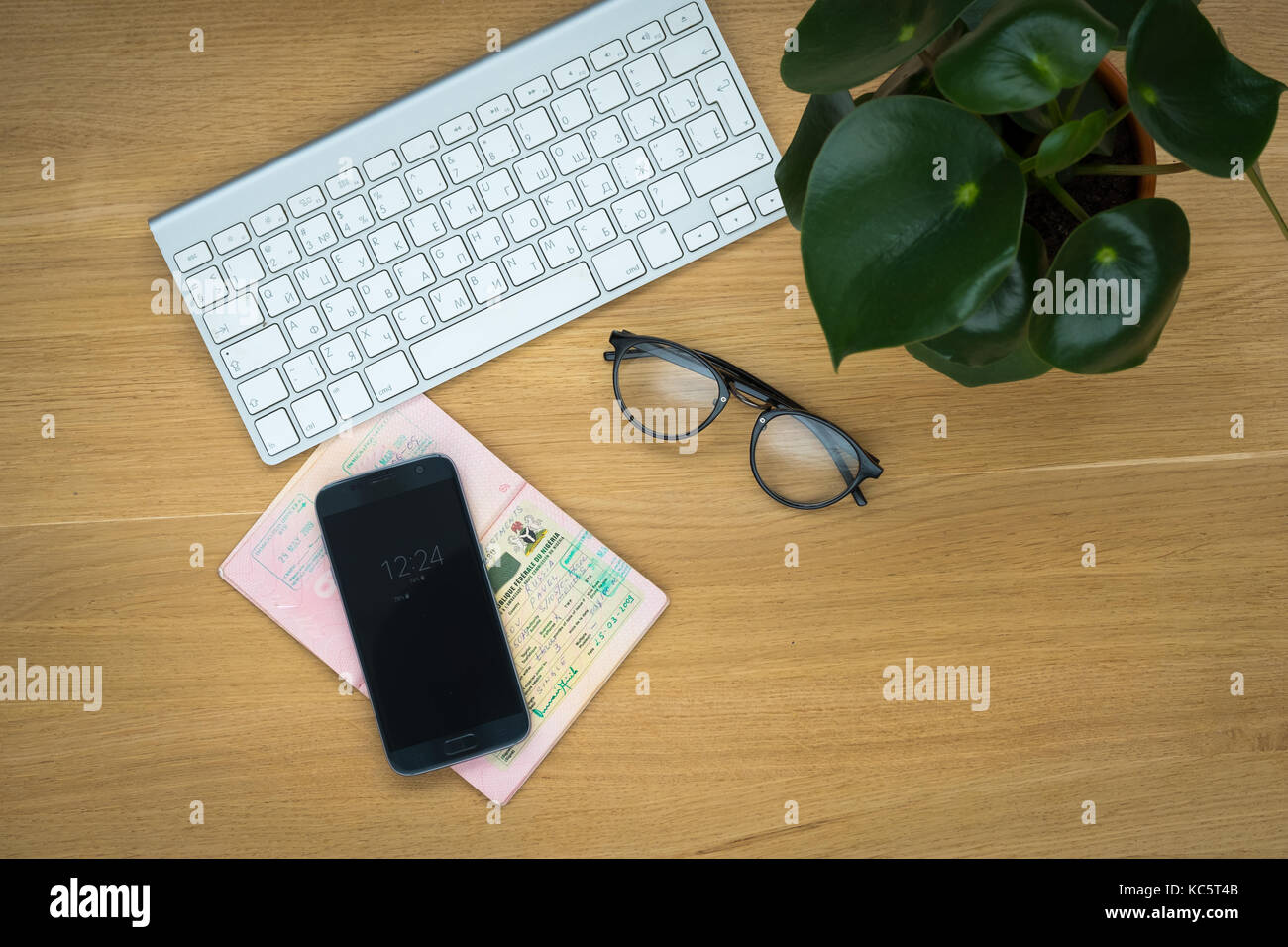 Objects on the table, top view Stock Photo - Alamy