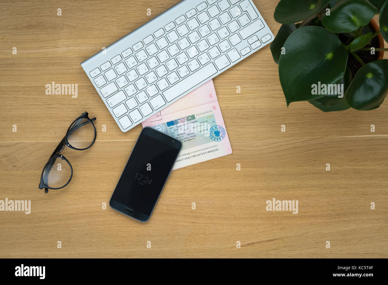 Objects on the table, top view Stock Photo - Alamy