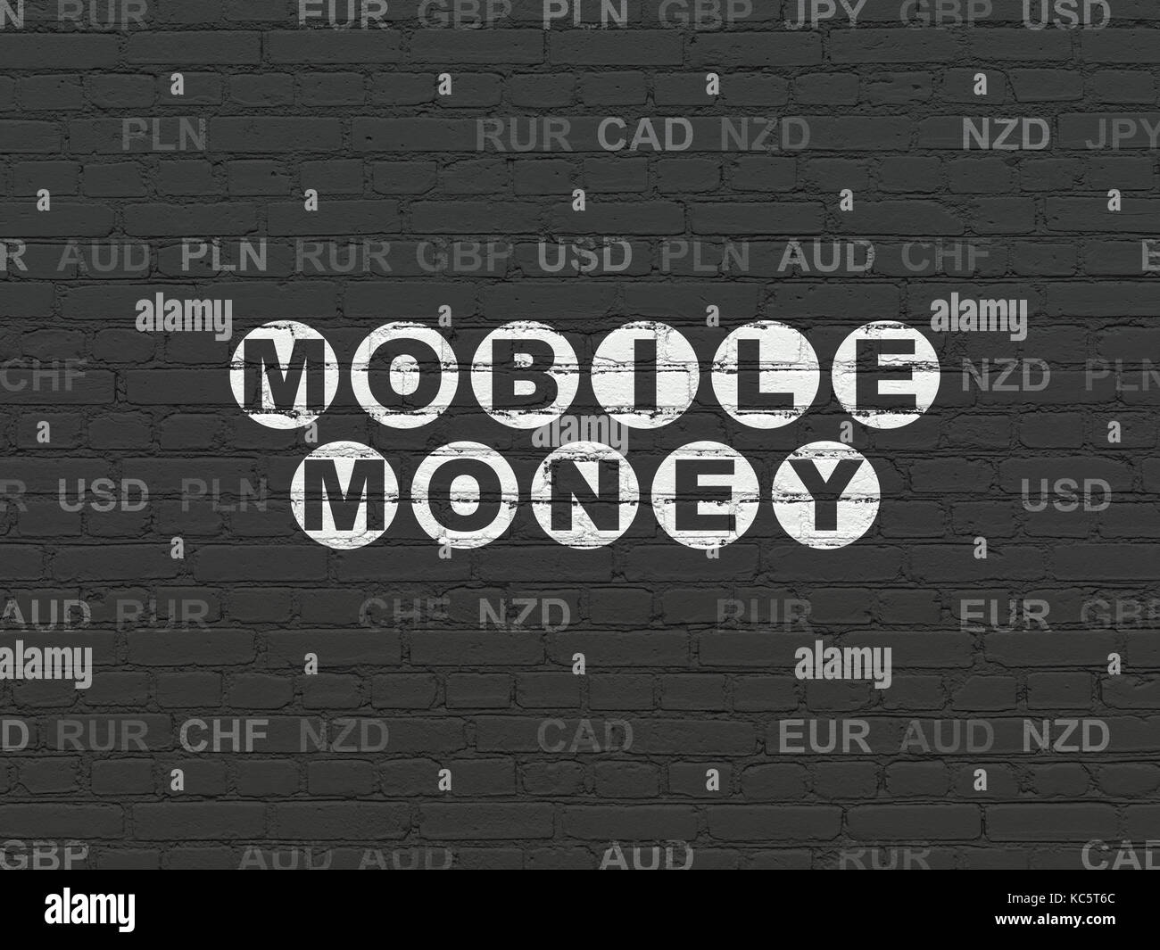 Banking concept: Mobile Money on wall background Stock Photo - Alamy