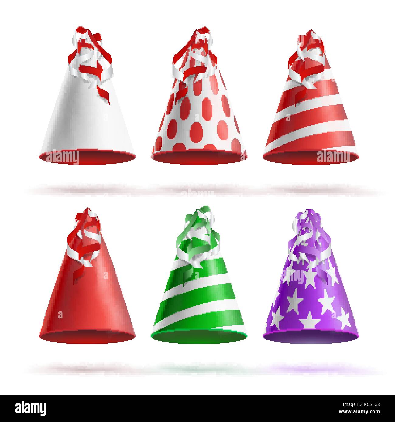 Realistic Party Hat Set Vector. Celebrations Holidays Colorful Festive ...