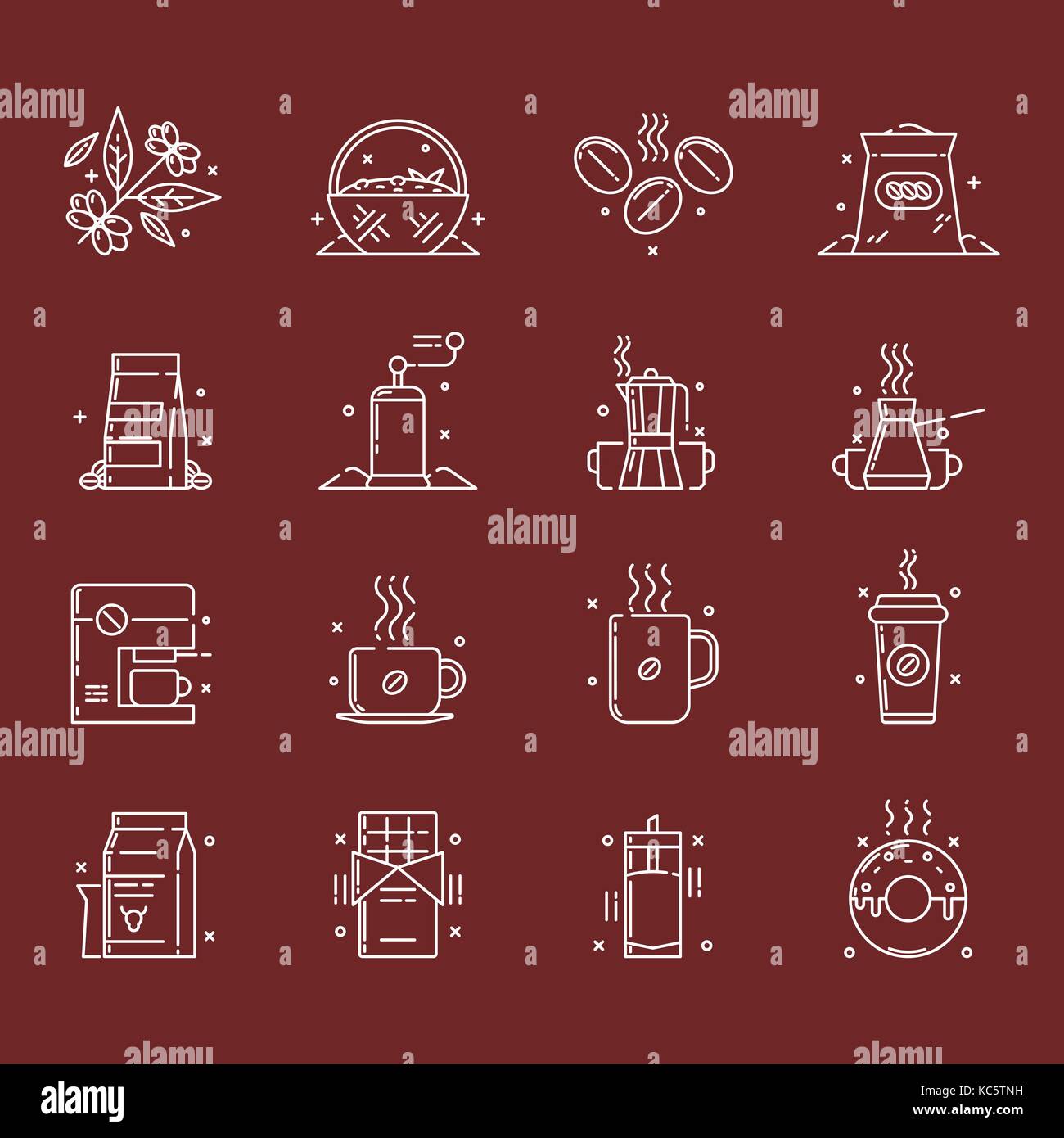 Vector icons set of the coffee production and use that includes ...
