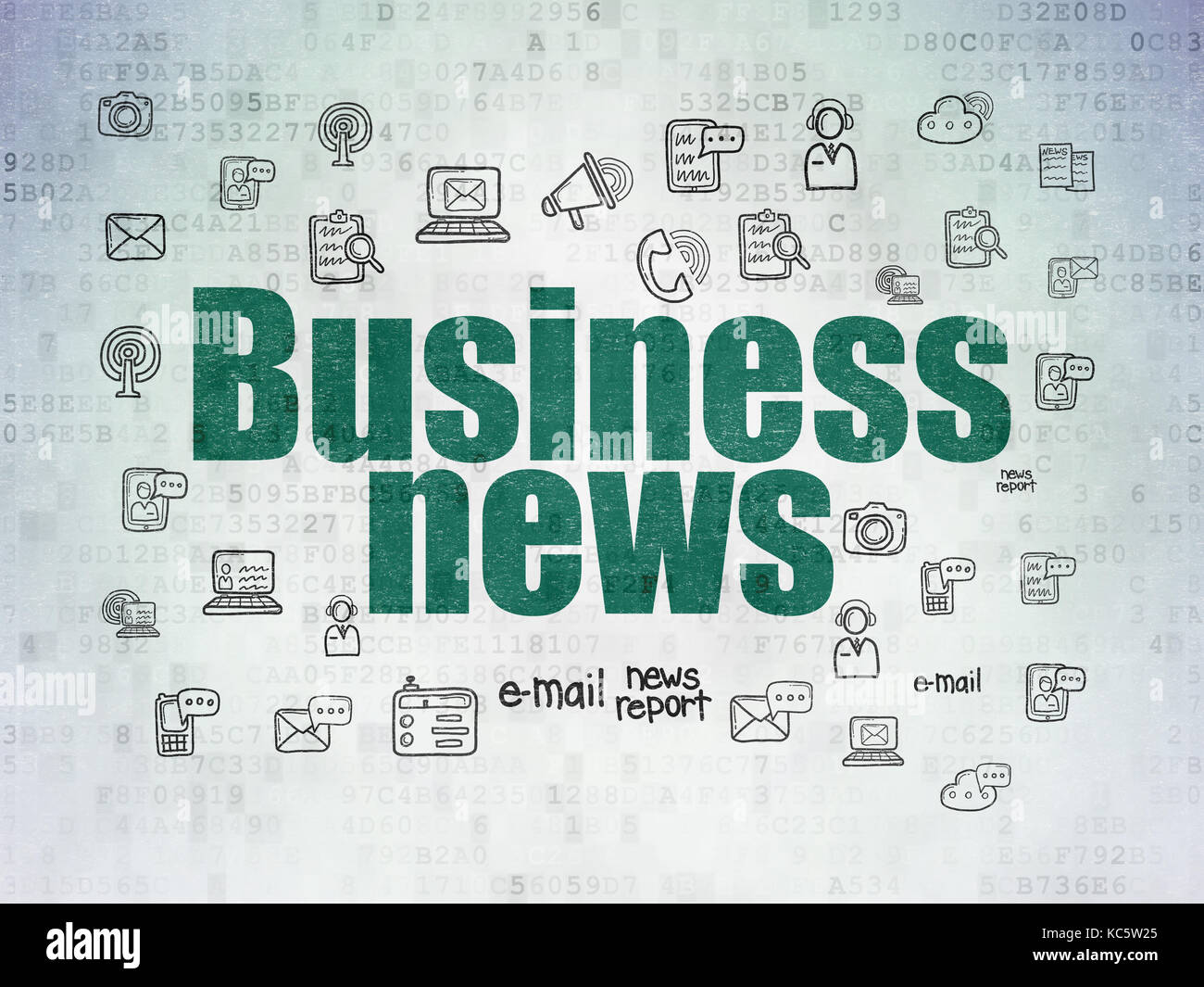 News concept: Business News on Digital Data Paper background Stock ...