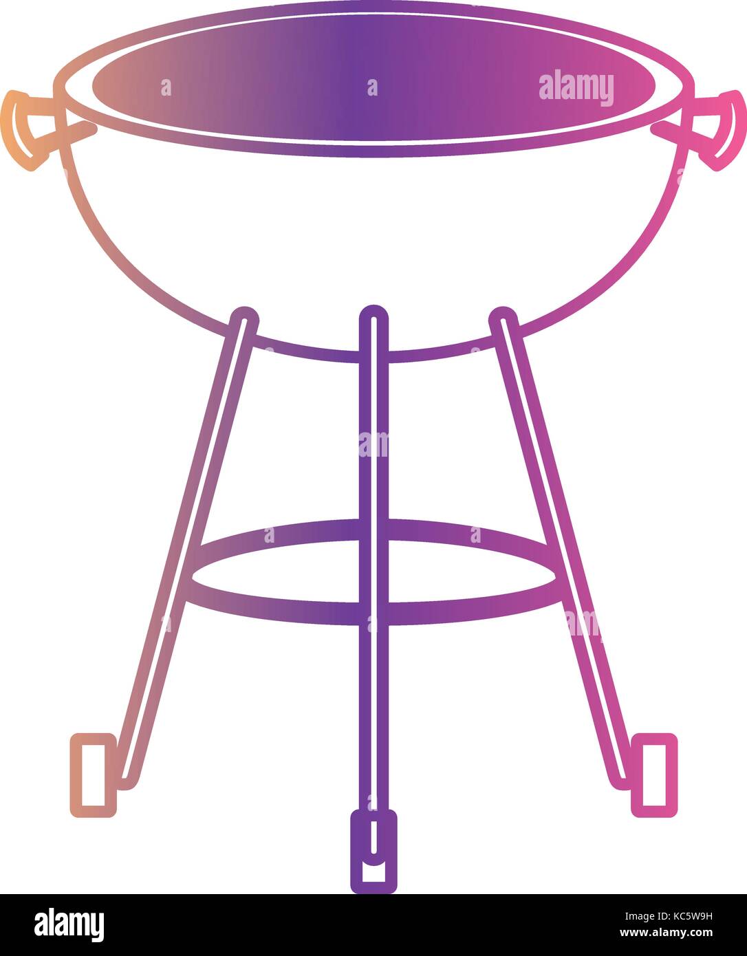 bbq grill front view gradient color silhouette from purple to red Stock ...