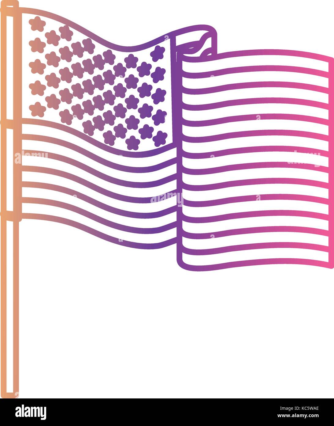 American flag waving from pole Stock Vector Images - Alamy