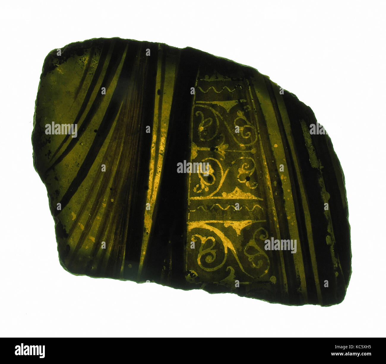 Glass Fragment, 15th century, European, Pot metal glass, Overall: 1 7/8 ...