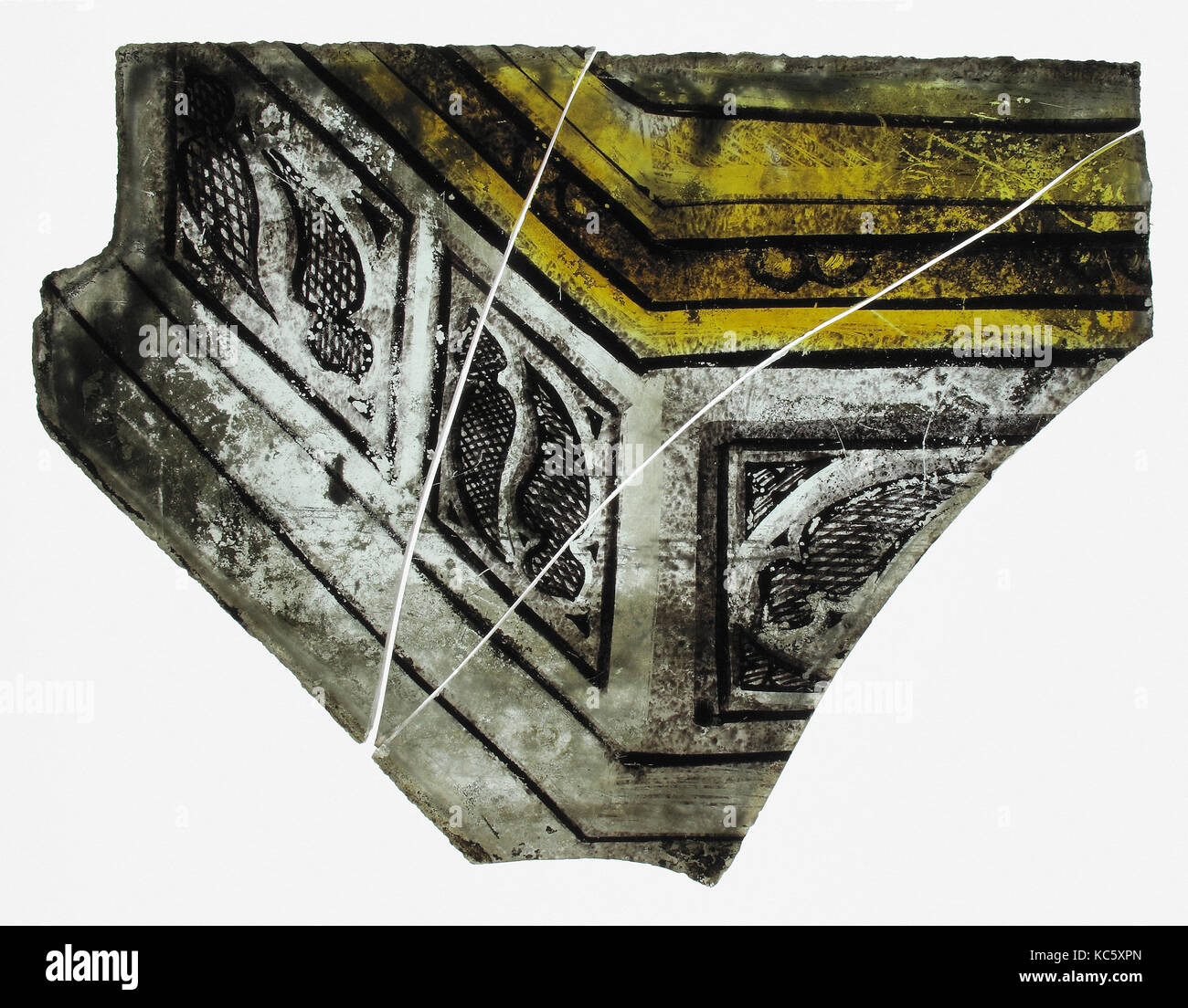Fragment, 12th–17th century (?), European, Pot-metal glass and vitreous ...