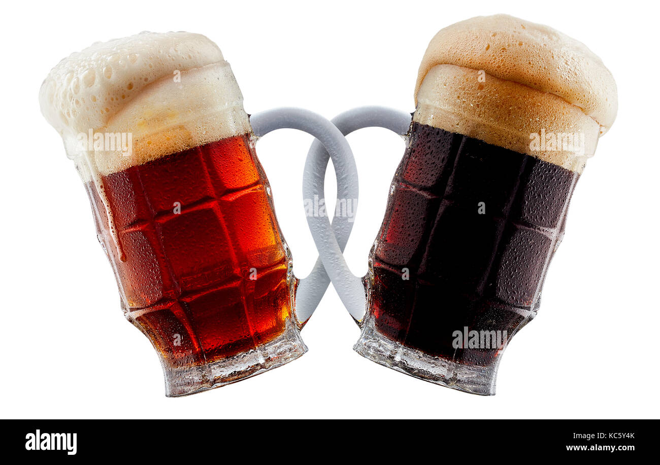 Two beer mugs making toast Stock Photo - Alamy