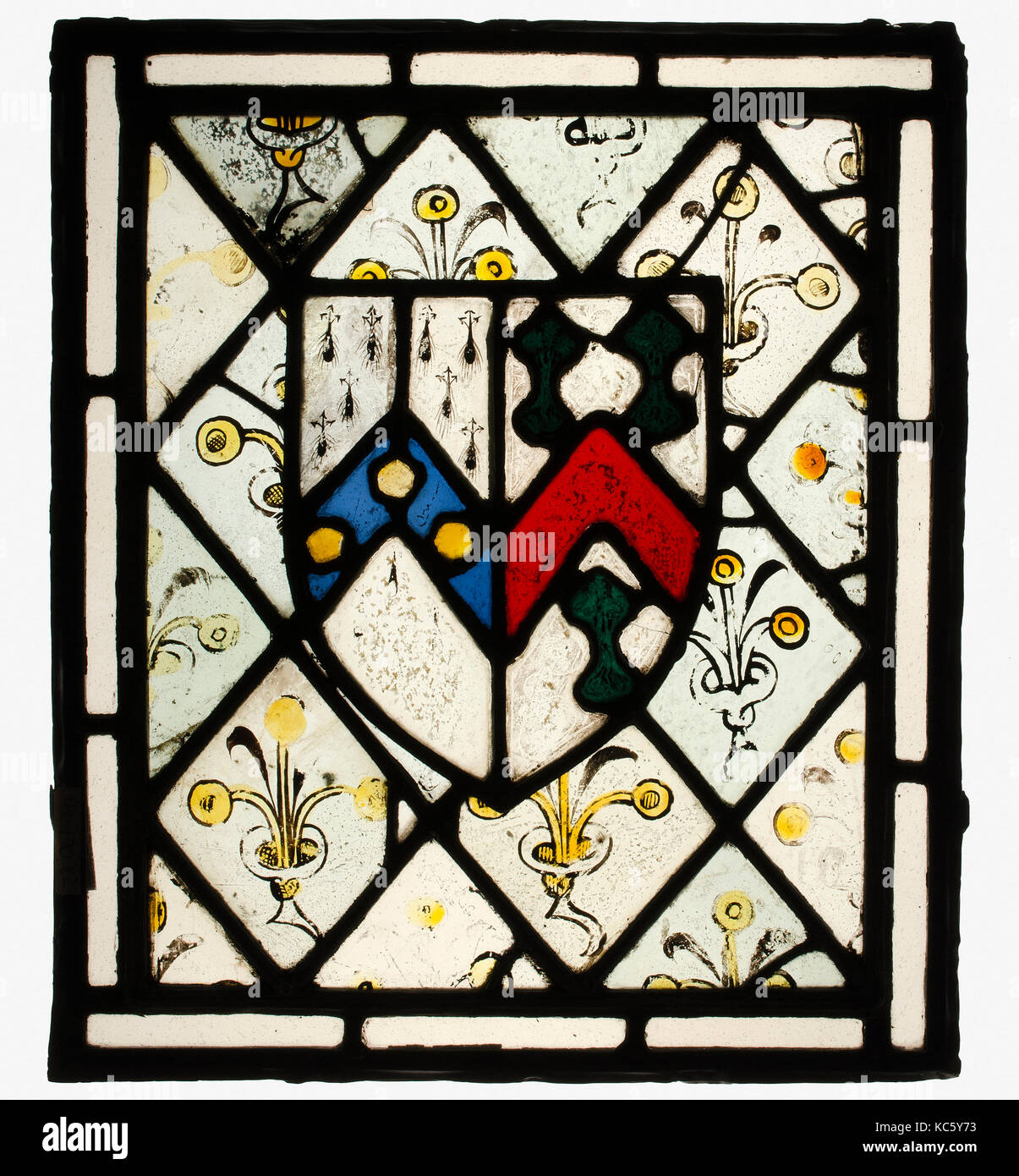 Panel with Heraldic Shield of Johnson, ca. 1500, British, Stained Glass ...