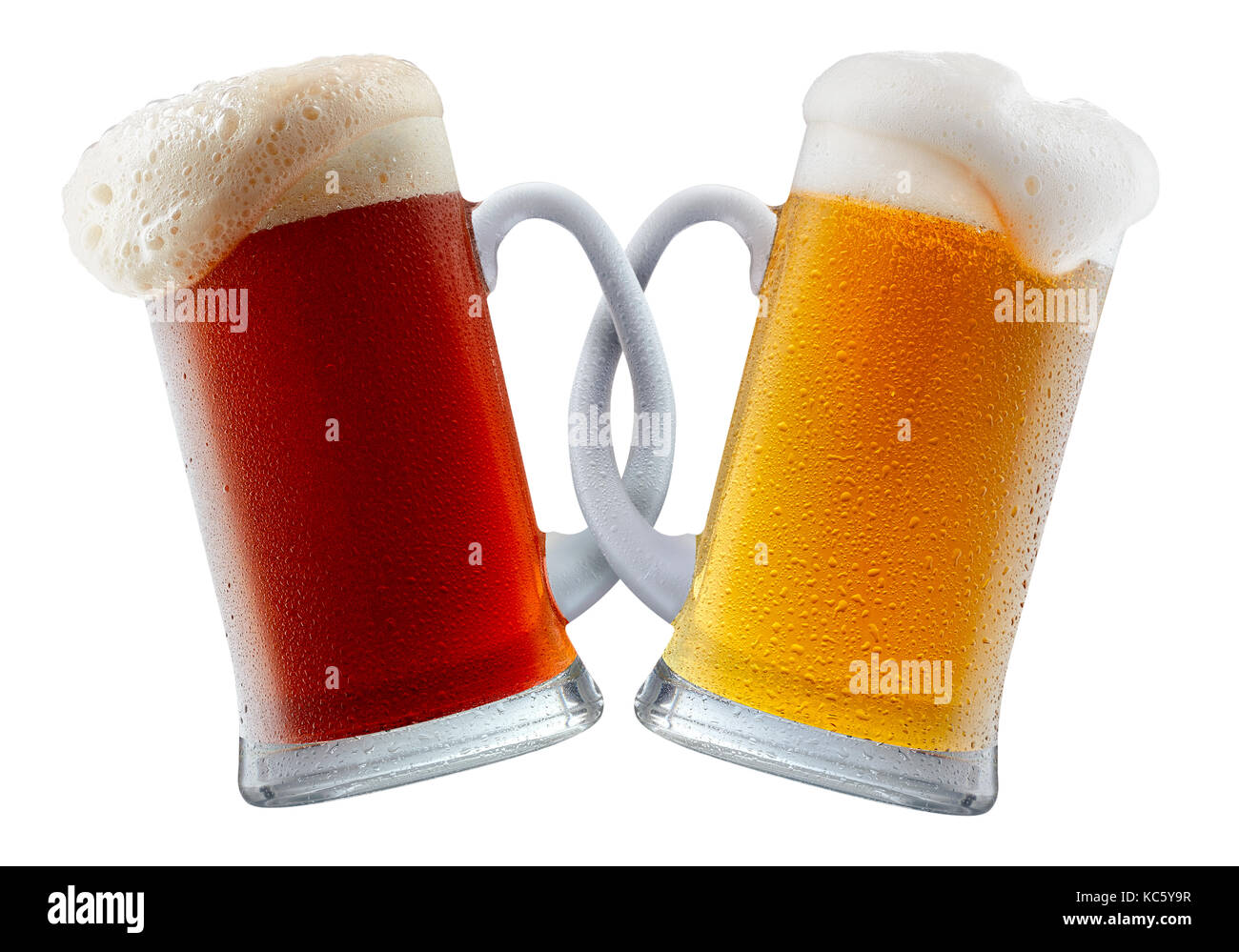 Two beer mugs making toast Stock Photo - Alamy