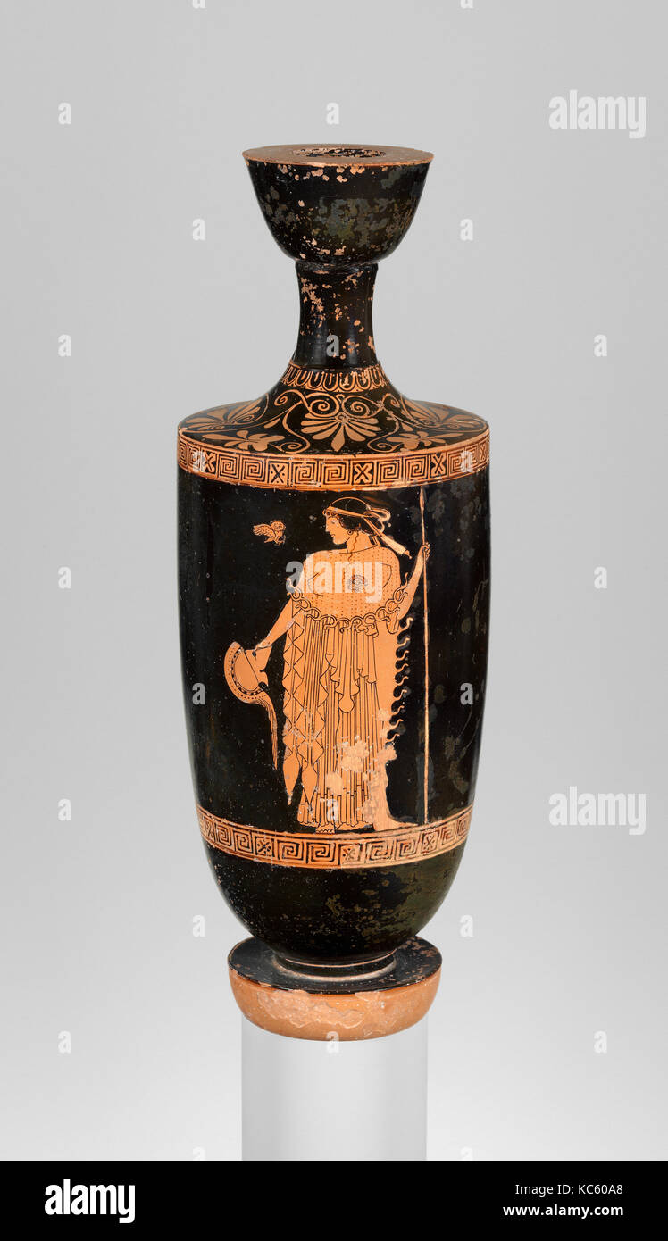 Terracotta lekythos (oil flask), Archaic, ca. 490–480 B.C., Greek ...