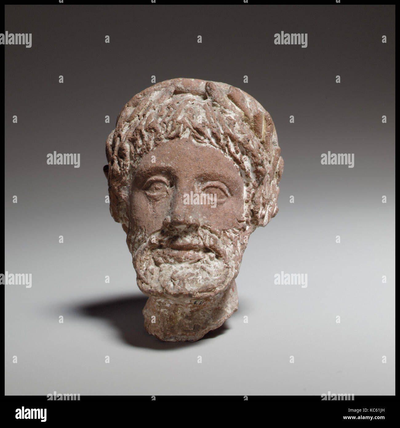 Male head, Hellenistic, 3rd–2nd century B.C., Cypriot, Terracotta; mold ...