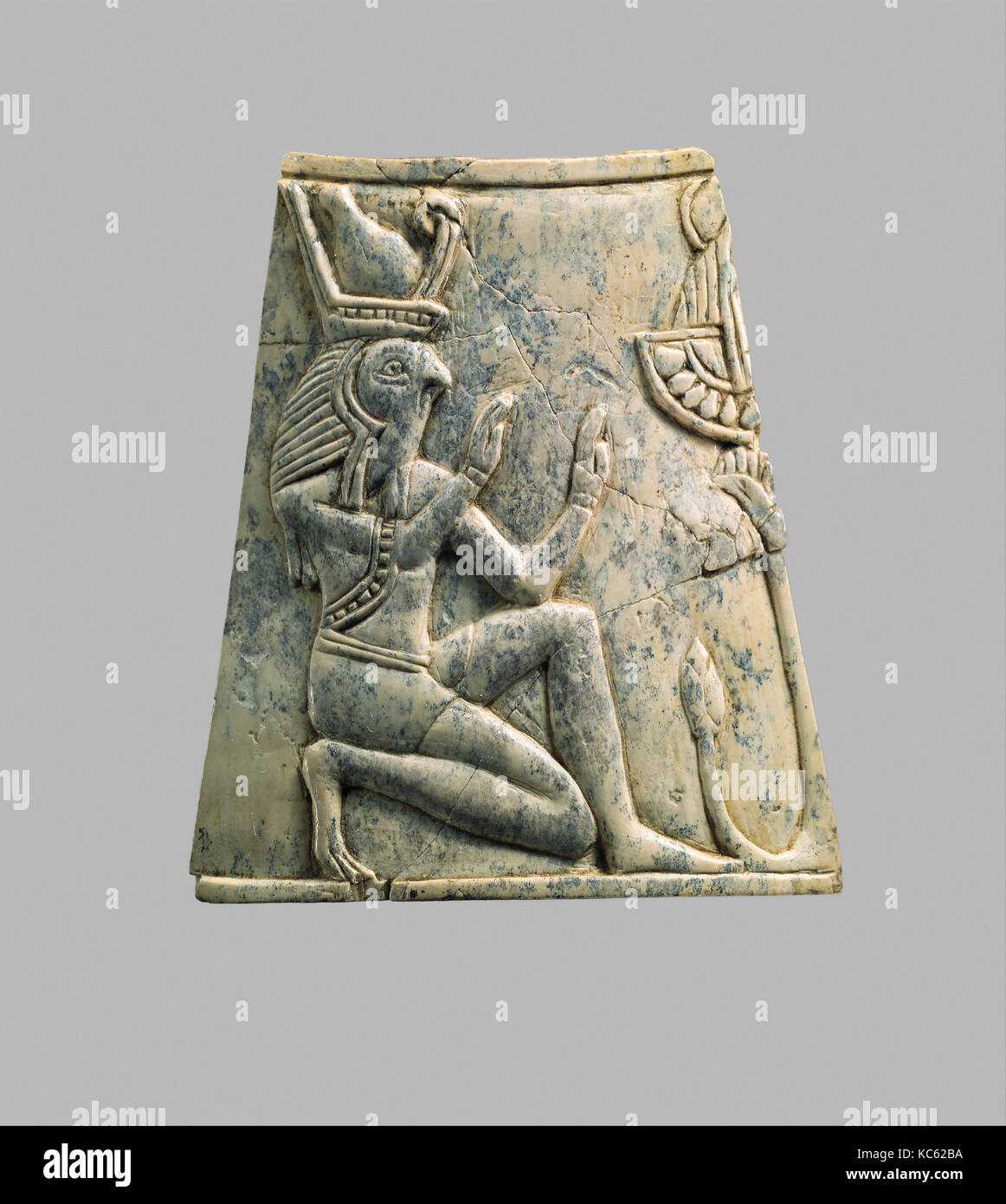 Plaque with falcon-headed Re wearing crown of Upper and Lower Egypt, ca ...