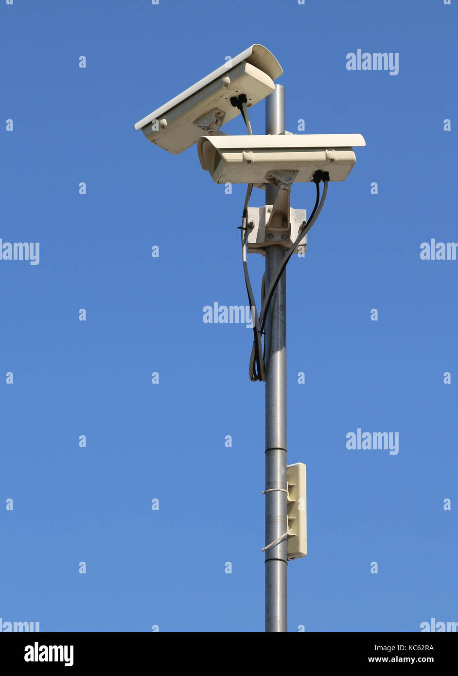 Closed-circuit camera with wifi repeater for city control Stock Photo ...