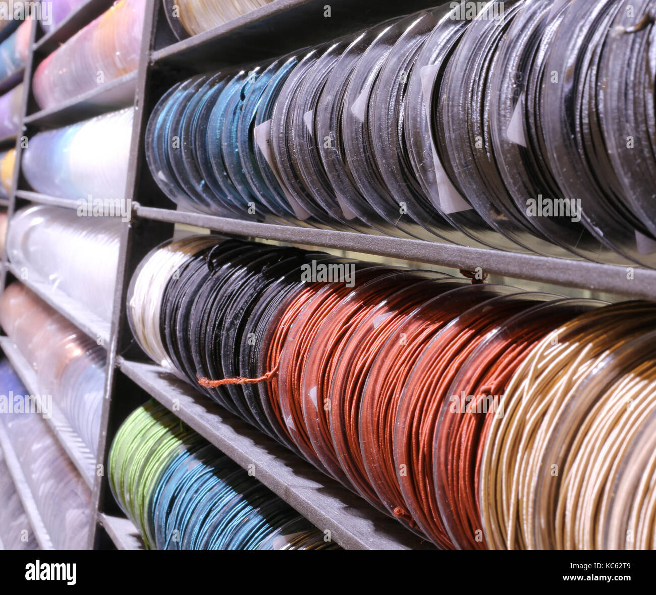 many lanyard rolls of many colors on sale in the hobby and tailor shop ...