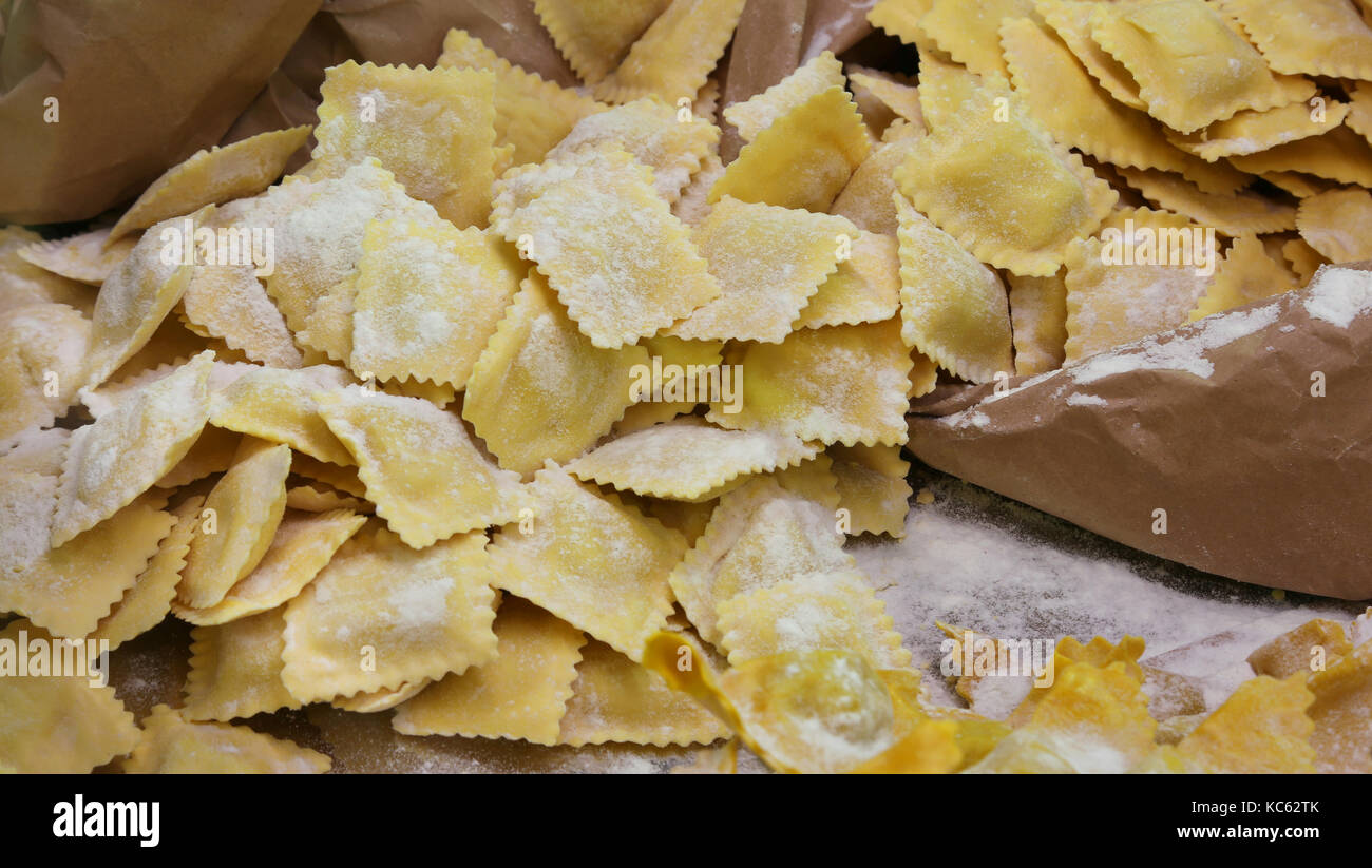 raw ravioli made with fresh eggs and flour for sale in the italian ...