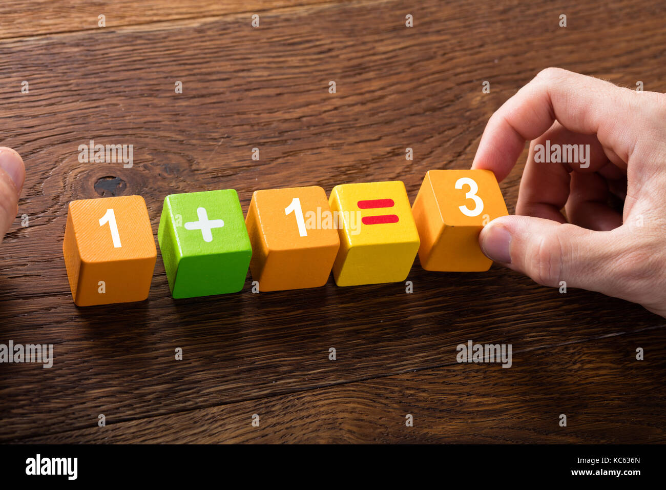 Close-up Of A Mathematical Equation On Colorful Block At Wooden Desk ...