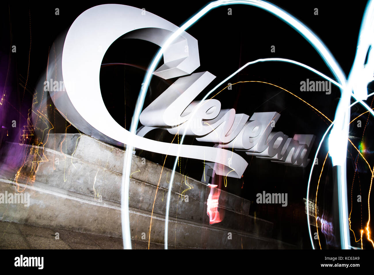 Cleveland rock and roll hall of fame and museum sign hi-res stock ...