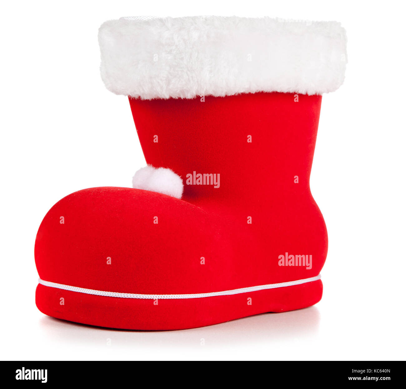 Santa's shoe on white background Stock Photo - Alamy