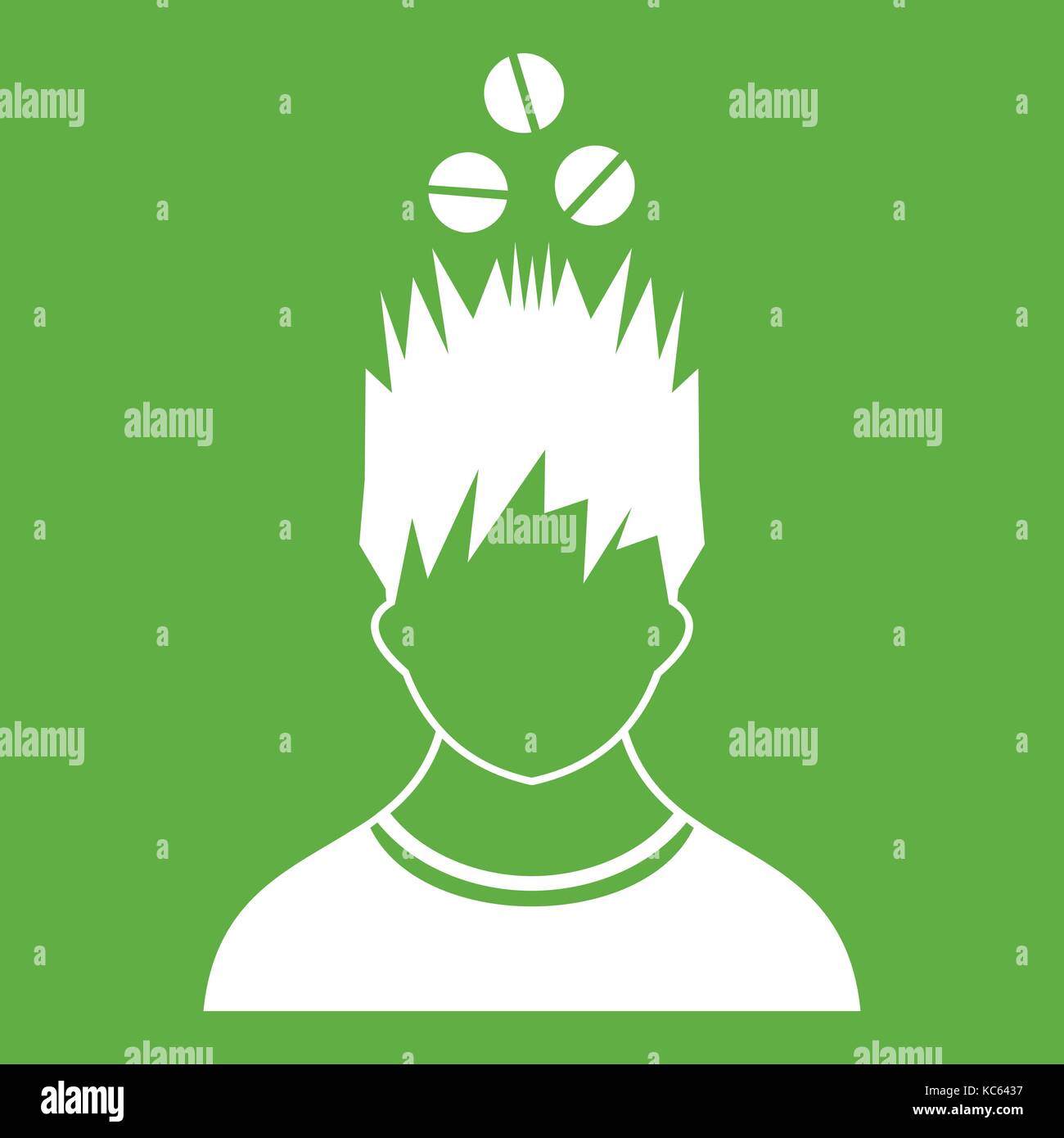 Man with tablets over head icon green Stock Vector Image & Art - Alamy