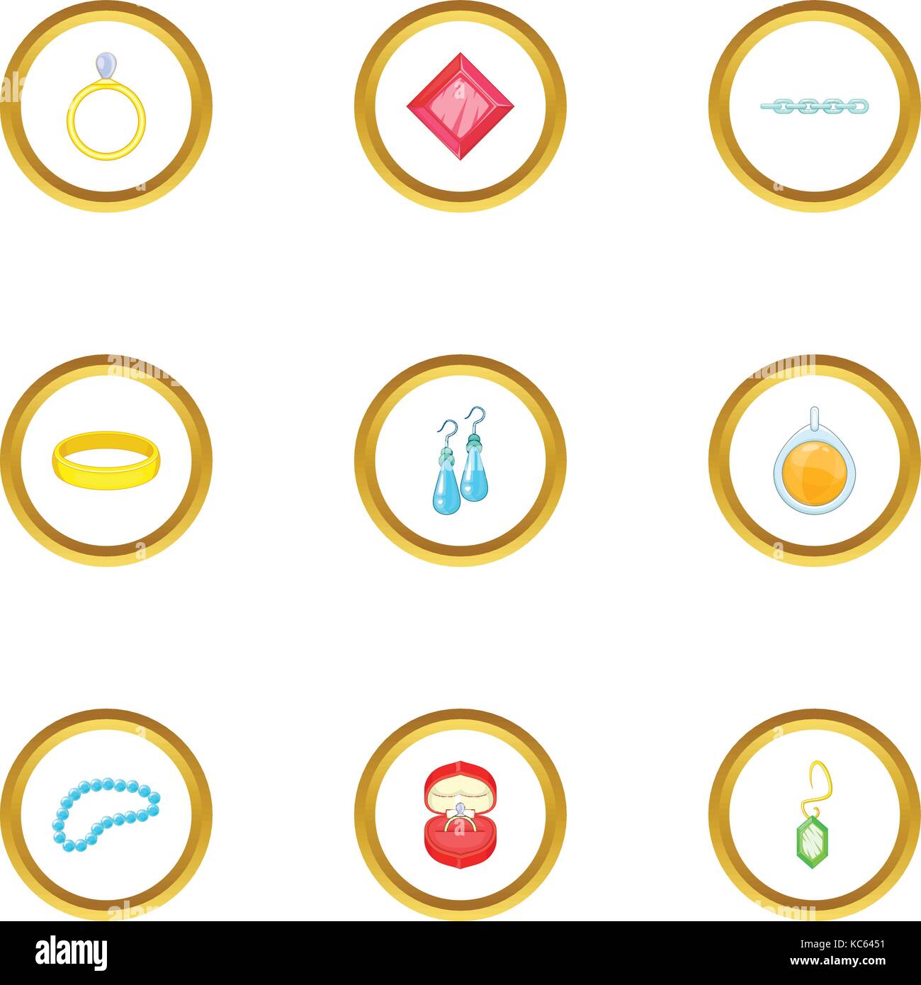 Jewelry collection icons set, cartoon style Stock Vector Image & Art ...