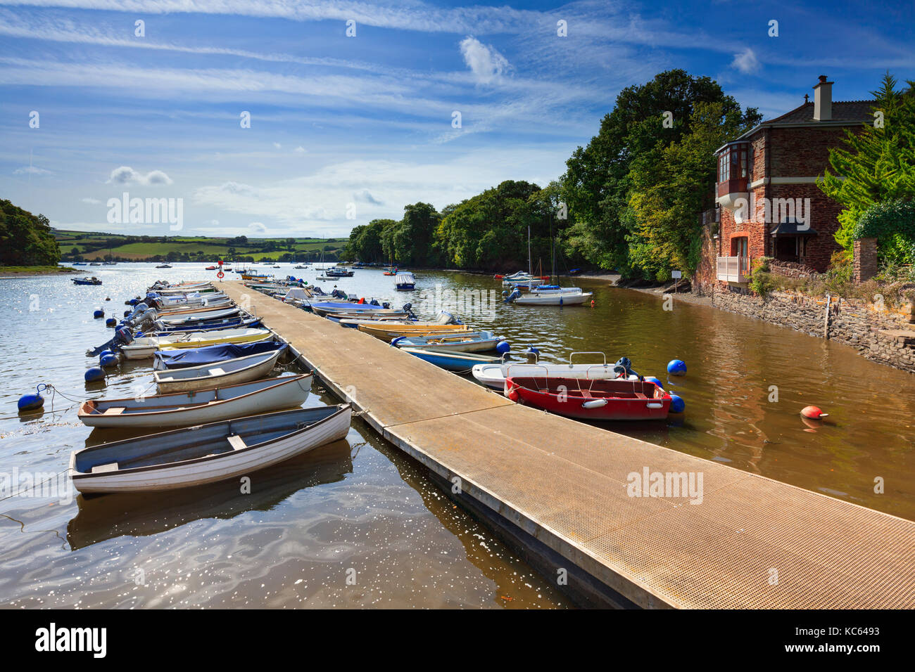 Boats at Stoke Gabriel on the River Dart in South Devon Stock Photo - Alamy