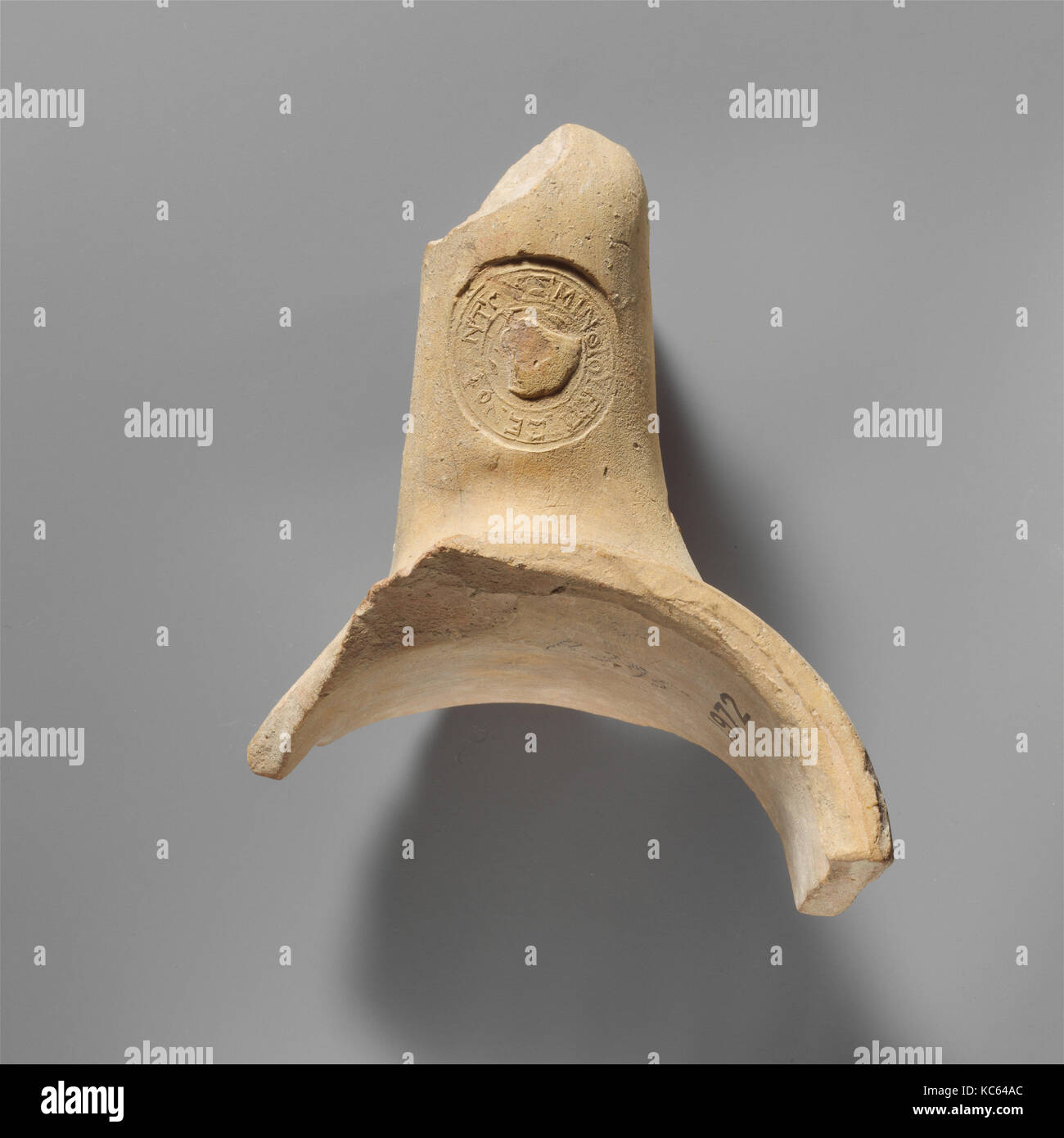 Stamped terracotta amphora handle, ca. 180 B.C., Greek, Rhodian ...