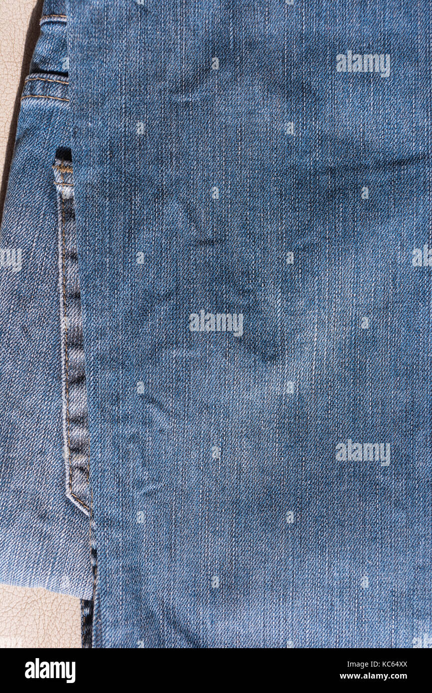 Abstract and conceptual of blue jeans, or trousers with characteristic ...