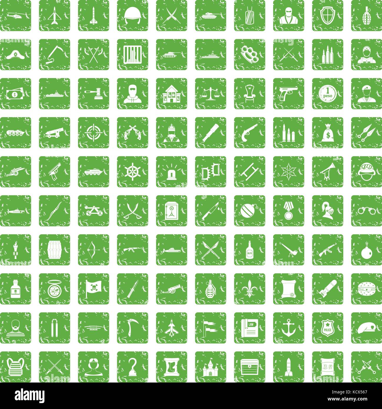 100 weapons icons set grunge green Stock Vector Image & Art - Alamy